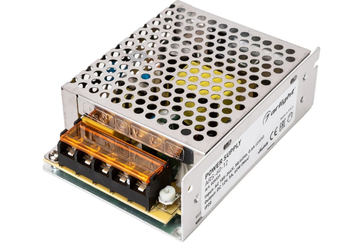 Arlight ARS-60-12 025331 блок питания для светодиодной ленты 12 В 60 Вт с защитой