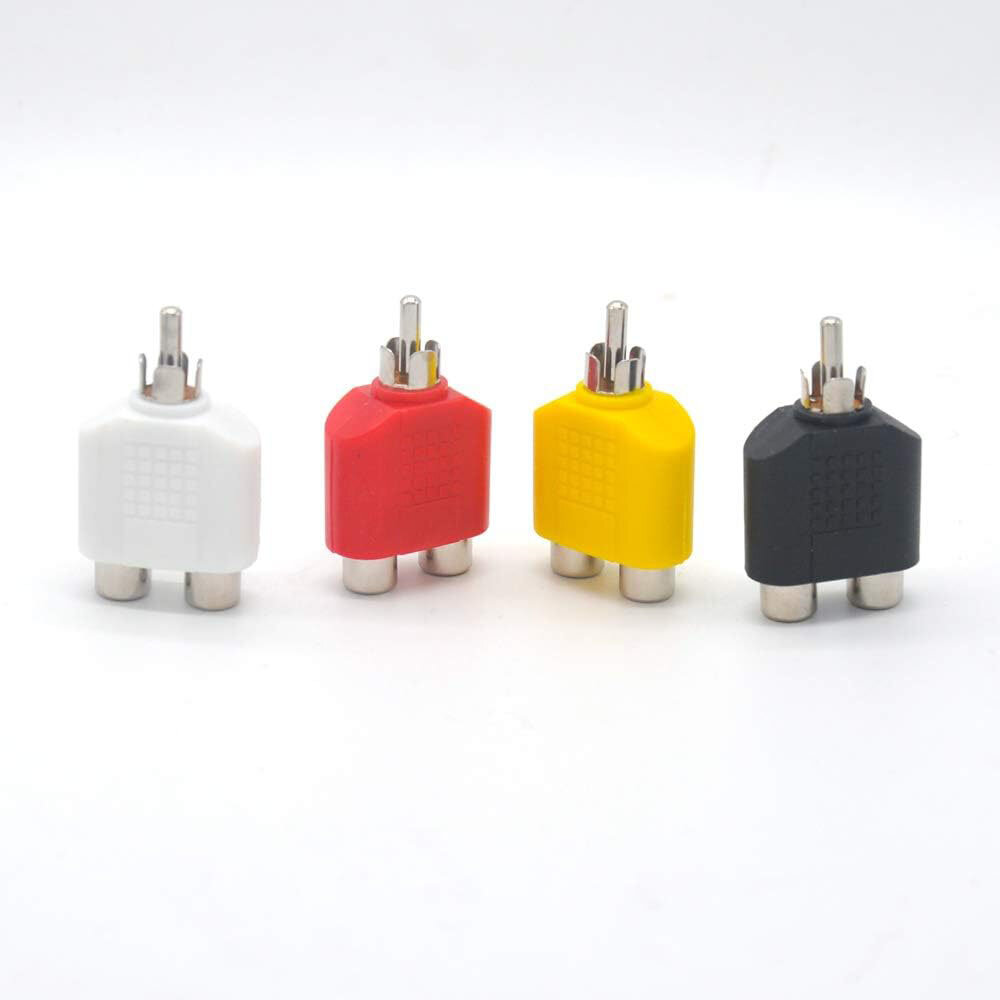 4X 1-Мужской на 2-Женский Кабельный Адаптер RCA Y-Разветвитель AV Аудио Видео Штекер Конвертер