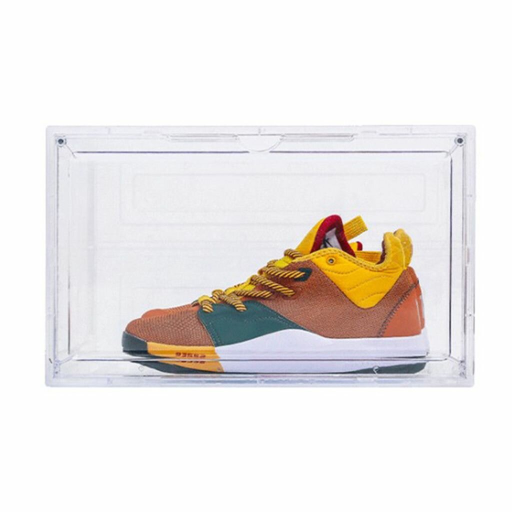 (1 шт.) Прозрачная пластиковая коробка для обуви с открывающейся сбоку магнитной дверцей, пыле- и влагозащищенная коробка для хранения и отделки обуви-прозрачная
