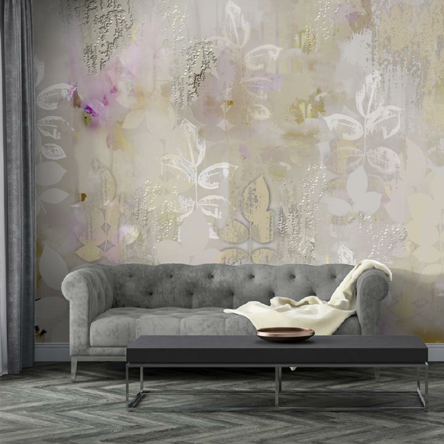 Фотообои Абстракция листья на бетоне 13-962-L-Флекс 270 x 400 см (ВхШ) Бесшовные, флизелиновые, влагостойкие обои