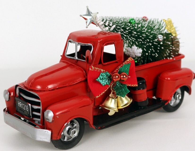 Елочная игрушка-машинка с елкой (17х7,5х8см)