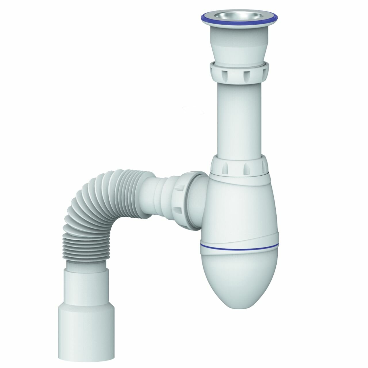 Сифон для тюльпана, умывальника с прикручивающимся выпуском 1 1/2 и гибким соединением d40