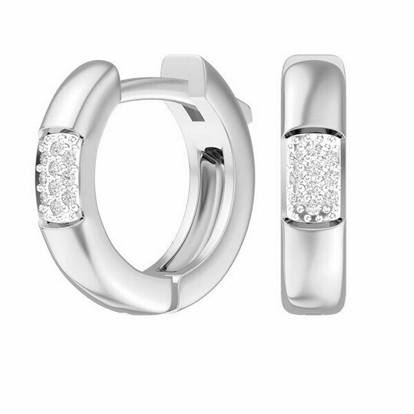 Серьги конго, серебро, 925 проба, родирование, фианит