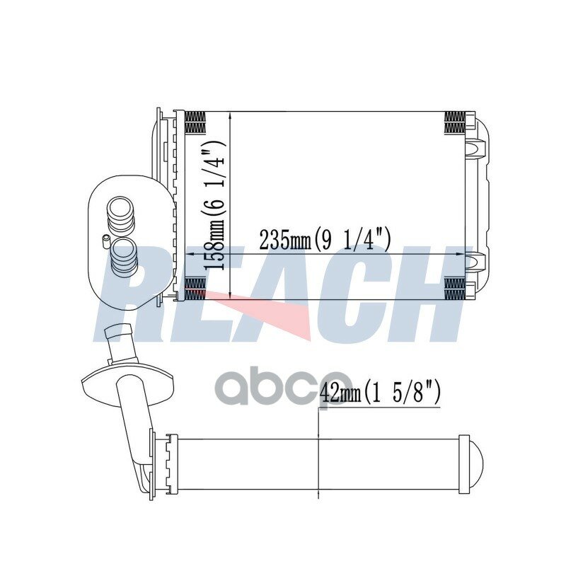 Радиатор печки VOLKSWAGEN CALIFORNIA, 1994-2002 REACH арт. 11811159