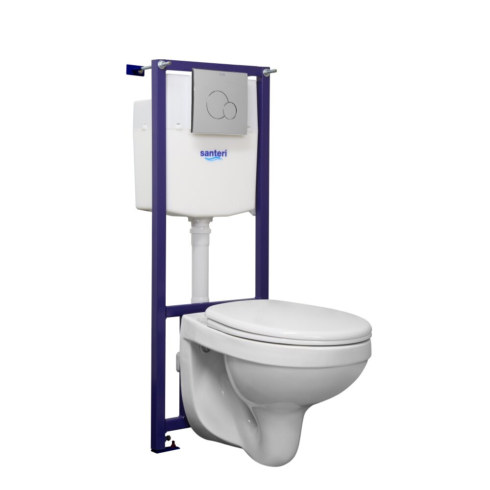 Инсталяция с подвесным унитазом Santeri Альфа 1.3815.9. S00.00B.0 с серой клавишей