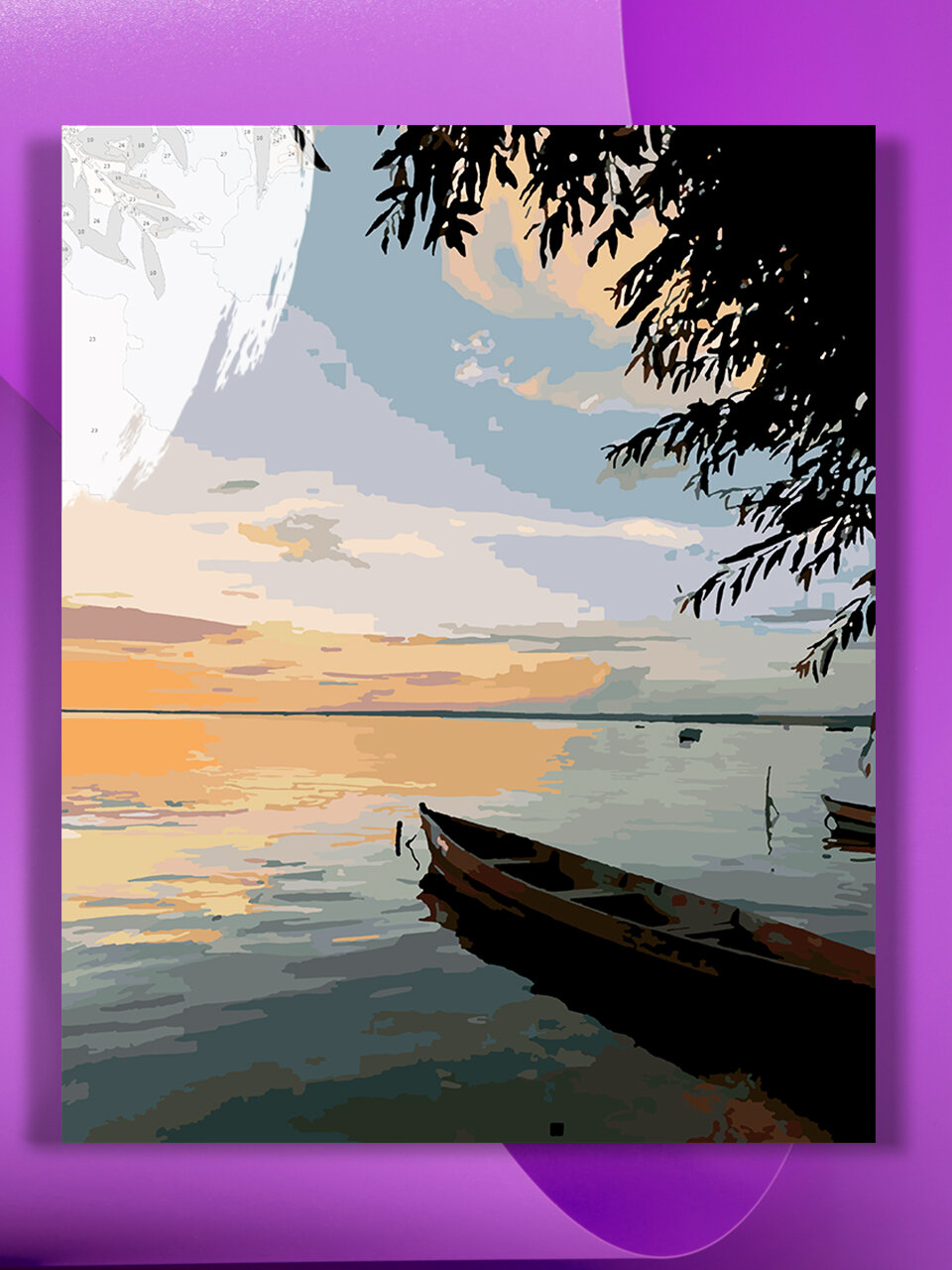 Картина по номерам на холсте Лодка закат, 40 х 50 см