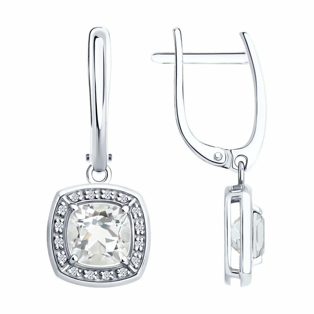 Серьги, белое золото, 585 проба