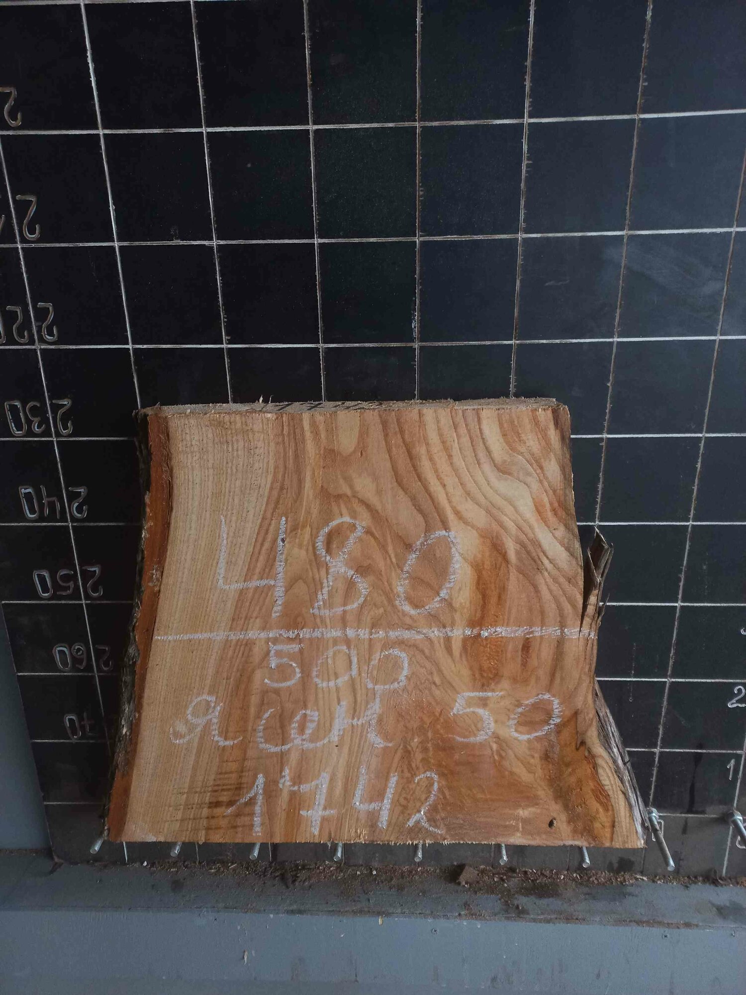 Слэб массива дерева твёрдых пород ясень №1742, 5*48*50 см, доклес