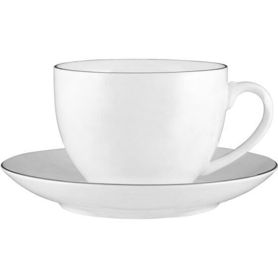 Чайная пара Maxwell & Williams White Platinum 260 мл, фарфор, белый, с серебристым кантом (MW601-RR0060)