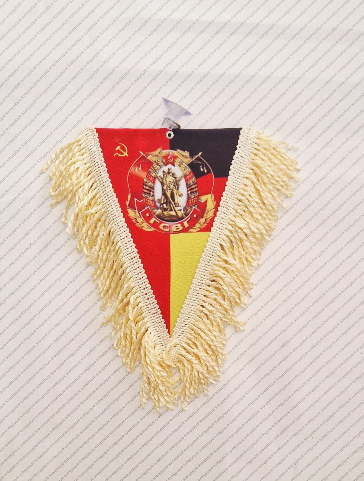 Вымпел гсвг 16х20см, +бахрома 5см, двусторонний на присоске, ткань, аксессуар для авто