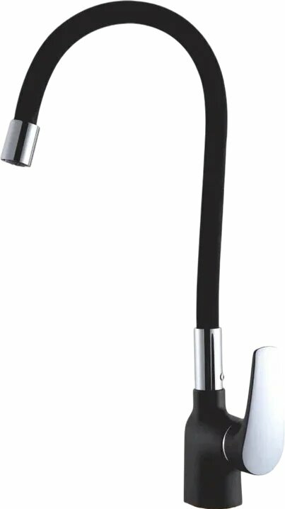 Смеситель для кухни Shevanik S443-3 с гибким изливом, с поворотным изливом, черный, матовый, однорычажный, латунный, с керамическим картриджем