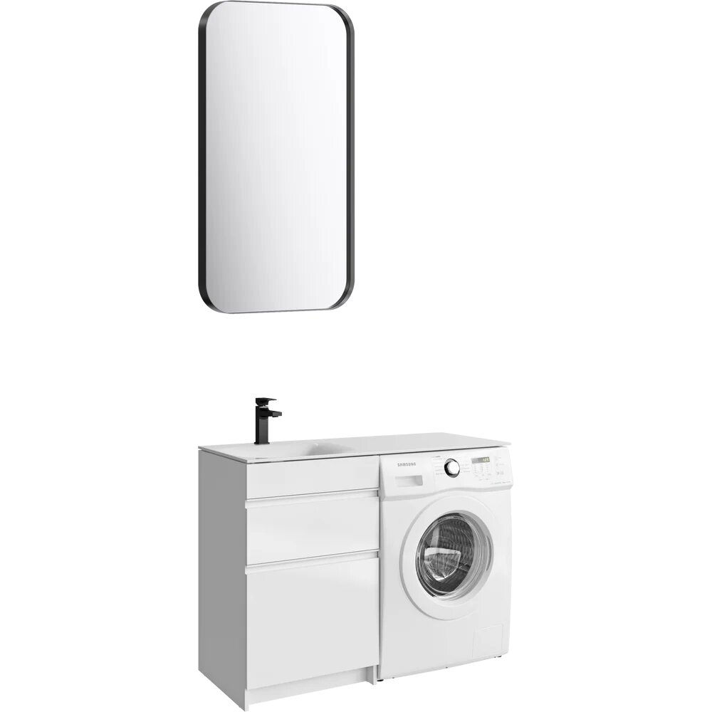 Мебель для ванной комнаты Aqwella Duet 53 L напольная, под стиральную машину, белая
