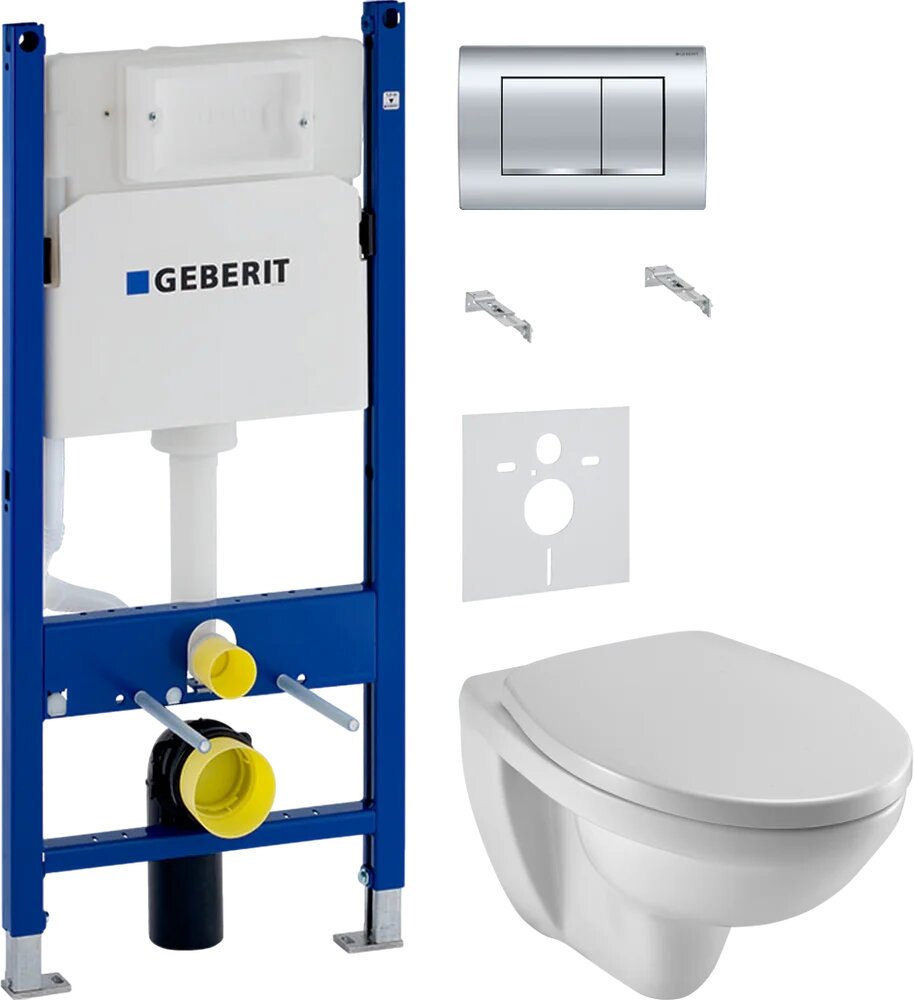 Комплект Унитаз подвесной Jacob Delafon Patio EDV102-00 / Крышка с микролифтом, петли хром, Инсталляция Geberit Duofix Delta 458.163.21.1 с кнопкой смыва, хром, Шумоизоляция