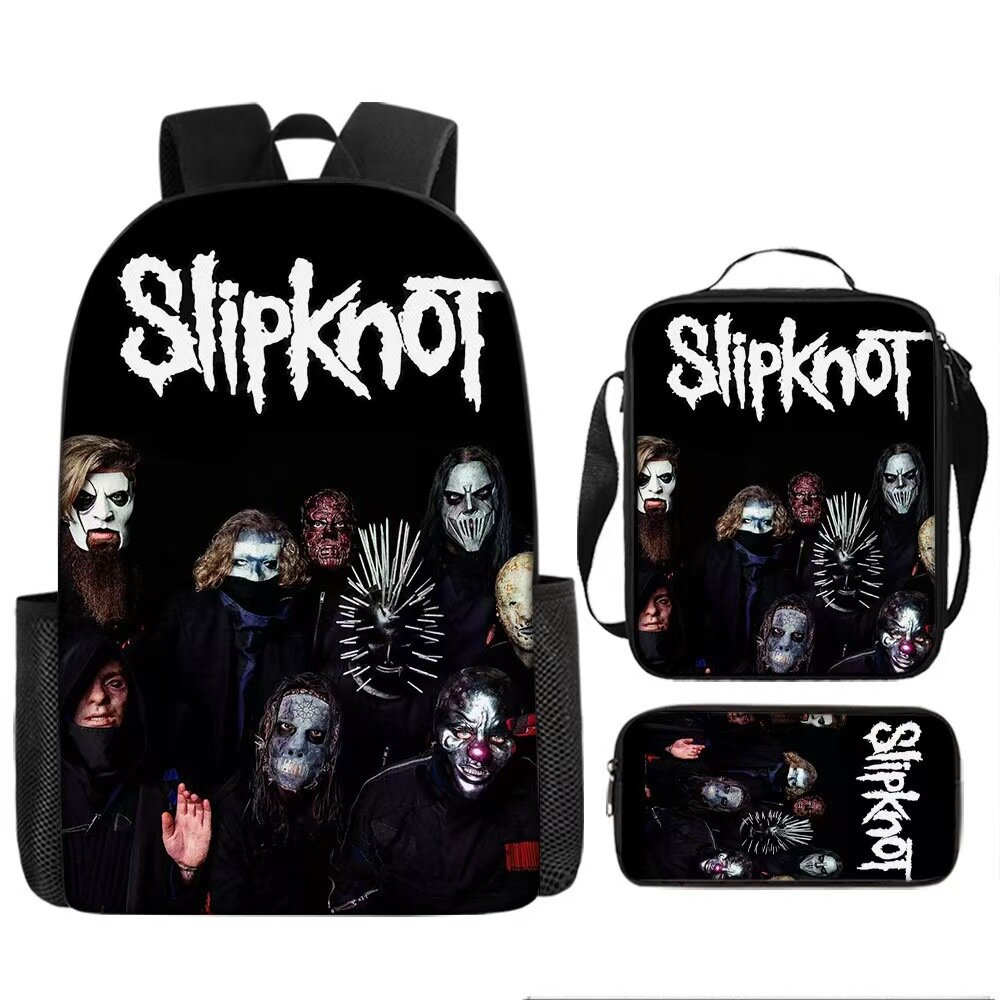 Новый рюкзак Slipknot Band для Хэллоуина, рюкзак для еды, сумка-карандаш, комплект из трех предметов, модный рюкзак, школьная сумка
