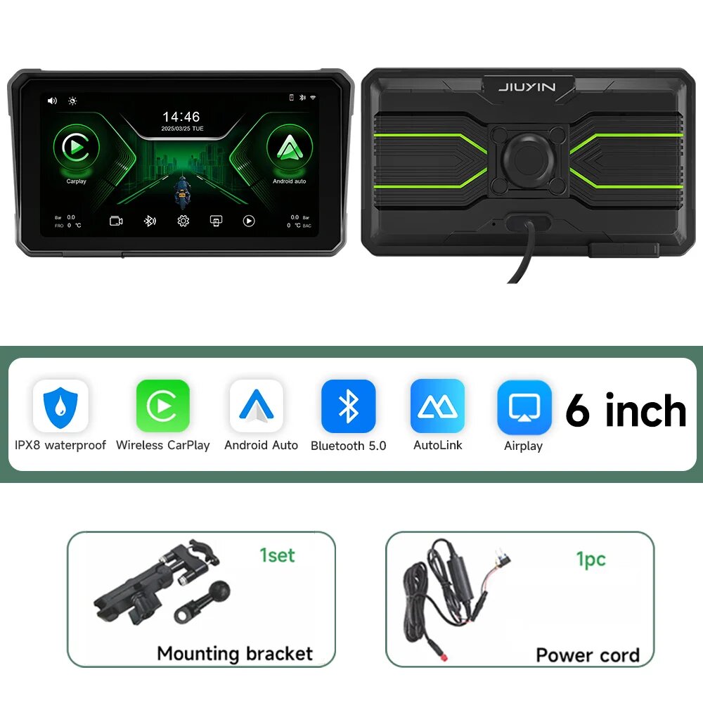 6-дюймовый мотоциклетный GPS-навигатор, беспроводной CarPlay Android Auto, мультимедийный плеер, IPX8, водонепроницаемый экран, Bluetooth, 2025, новинка M590