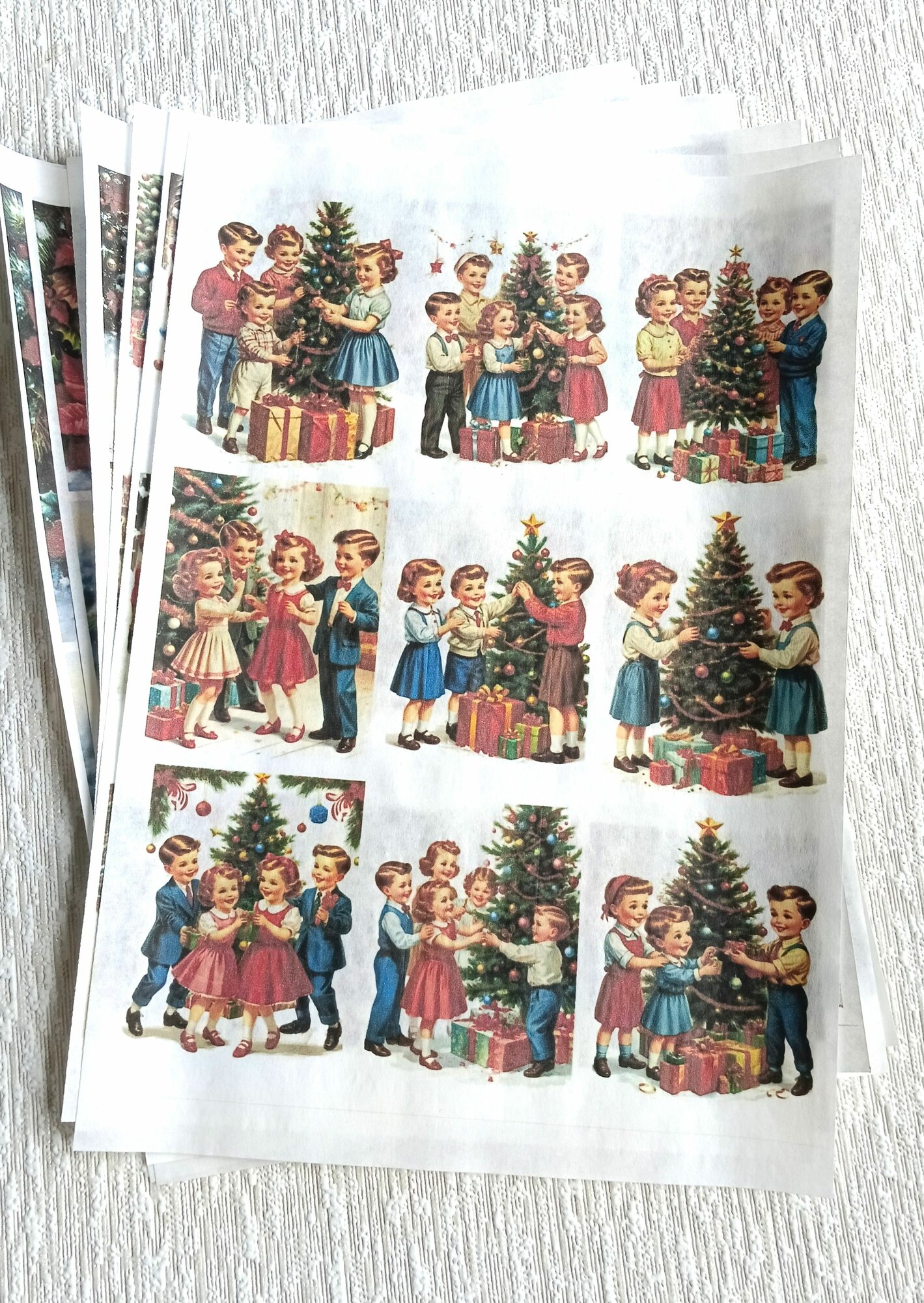 Набор бумаги для декупажа 7 листов А4, 40 гр/м2.