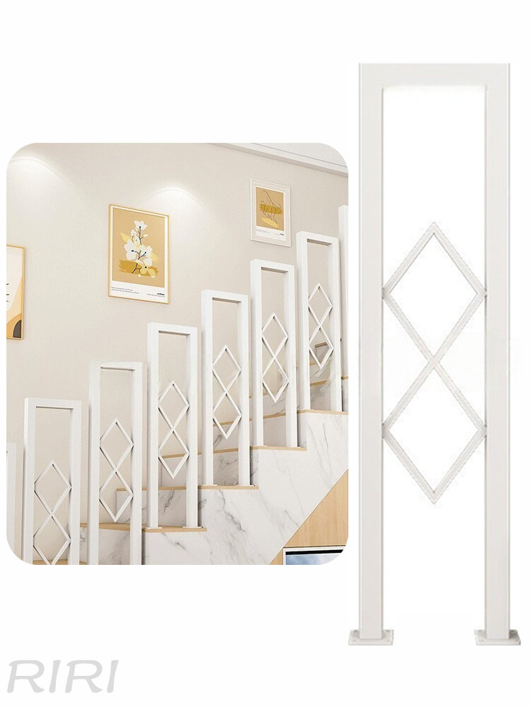 Кованые перила для лестницы черные с ромбовидным декором для крыльца, сада, лофта, уличных ступеней (1 шт.)