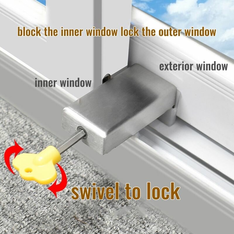 2 замка для раздвижных дверей и окон без перфорации