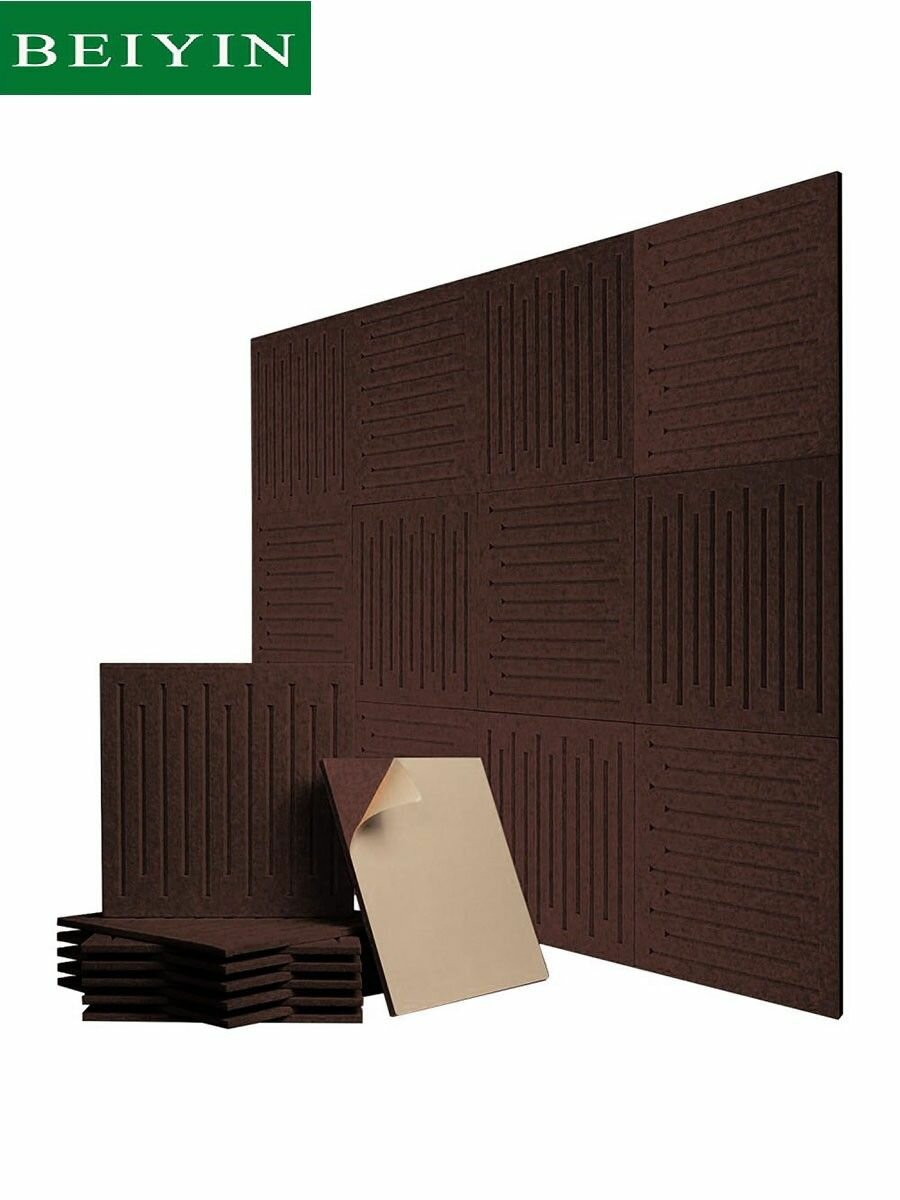 BEIYIN 12 шт. Акустический панель Самоклеющаяся Звукоизоляция материал 30x30x0.9cm