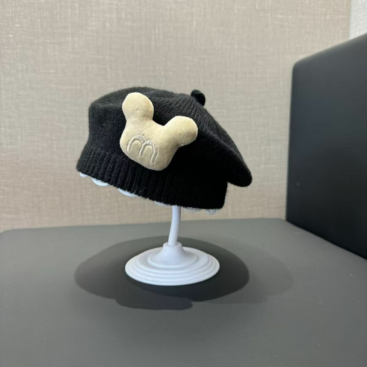 Детская шапка на осень и зиму, милый детский берет с Микки Маусом, детская шерстяная шапка с героями мультфильмов, вязаная художница для девочек