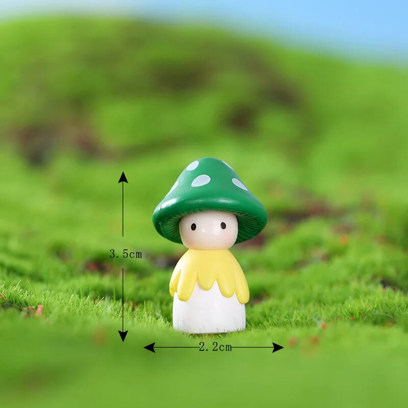 Миниатюрные фигурки грибов из резины 1pcs green