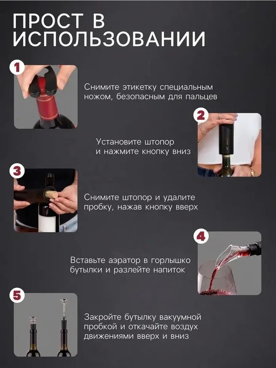 Электронный набор для вина с пробкой и аэрацией