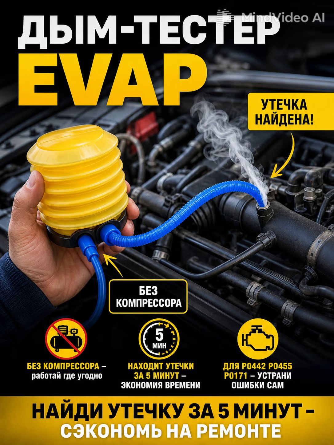 Дымогенератор для диагностики утечек EVAP и вакуумной системы автомобиля