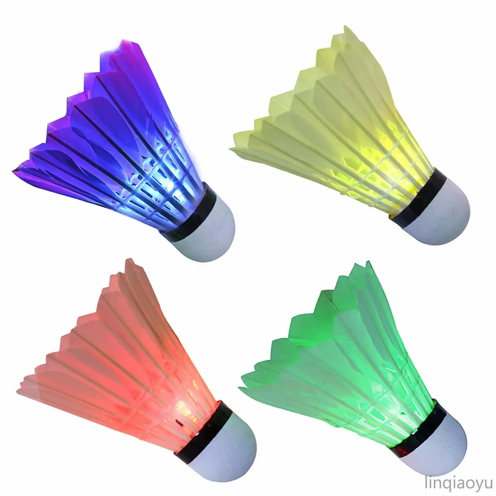 LED Бадминтонные Штыри Светящиеся в Темную Ночь для Внешних и Внутренних Спортивных Активностей (Перьевые_4шт) Красный Зеленый Синий Многоцветный Мигающий