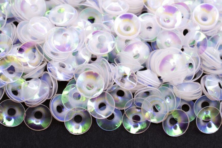 Пайетки объёмные 6мм, цвет 119 перламутровый, пластик, 1022-152, 10 грамм