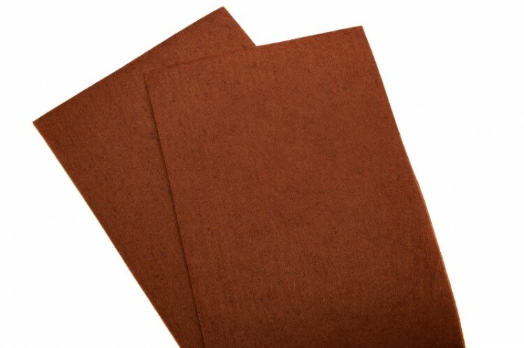 Фетр жёсткий 20х30см, цвет коричневый, толщина 3мм, 1021-063, 1 лист