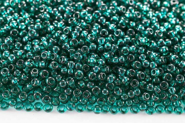 Бисер чешский PRECIOSA круглый 10/0 50710 изумрудный, прозрачный, 1 сорт, 50г