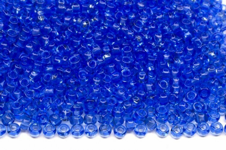 Бисер чешский PRECIOSA круглый 8/0 30030 синий прозрачный, квадратное отверстие, 50г