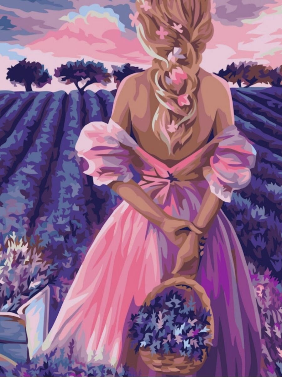 Картина по номерам "Лукошко лаванды" 40х50 см, хлопковый холст на подрамнике, акрил, АртТойс