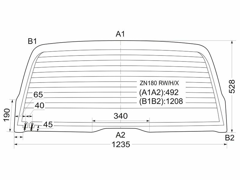 Стекло заднее (Цвет зеленый/ Обогрев) Toyota 4Runner 95-02 / Hilux Surf 95-02 XYG арт. ZN180 RW/H/X