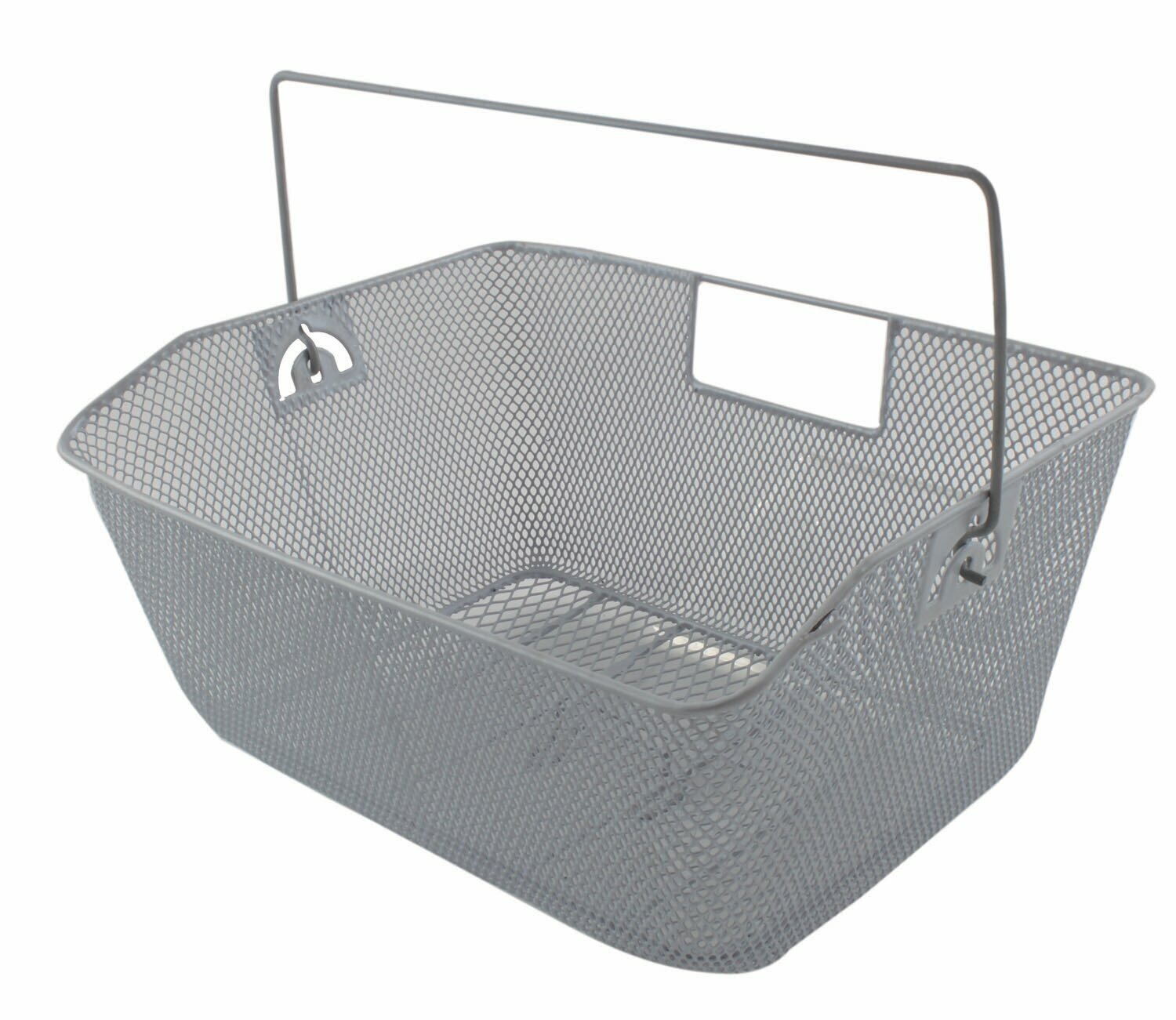 Велокорзина задняя на багажник, с ручкой, сталь, серебро