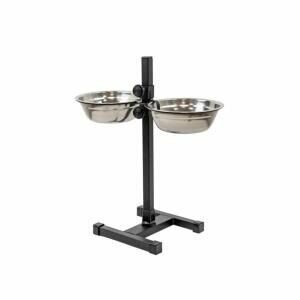 HOMEPET Подставка с мисками для домашних животных, металлическая, регулируемая, до 60 см, диаметр 26 см, 2 х 2,5 л