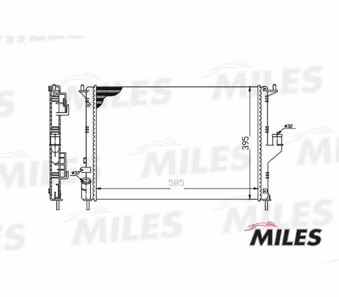 Радиатор RENAULT DUSTER/LOGAN/SANDERO/ LADA LARGUS 1.2-1.6/1.5D +A/C 09-, MILES ACRM003