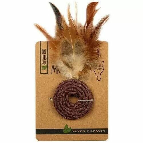 Mon Tero Игрушка для кошек Колечко с перьями, с кошачьей мятой, фиолетовое