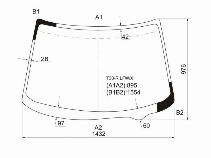Стекло лобовое Nissan X-Trail 00-07 XYG арт. T30-R LFW/X