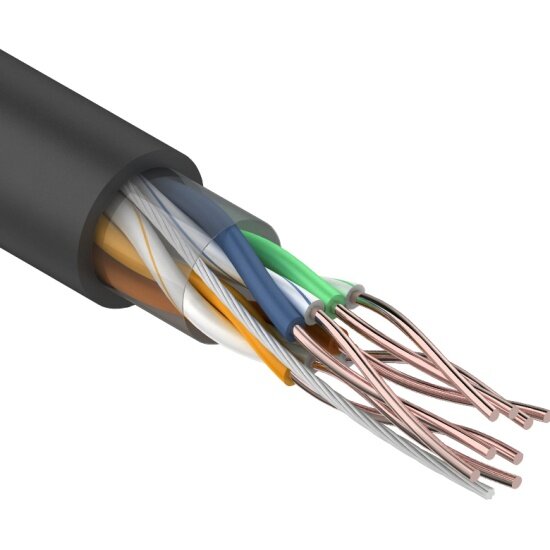 Кабель витая пара Rexant UTP 4PR, 24AWG, медь, CAT5e, ZH нг(А)-HF, черный, бухта 305 м