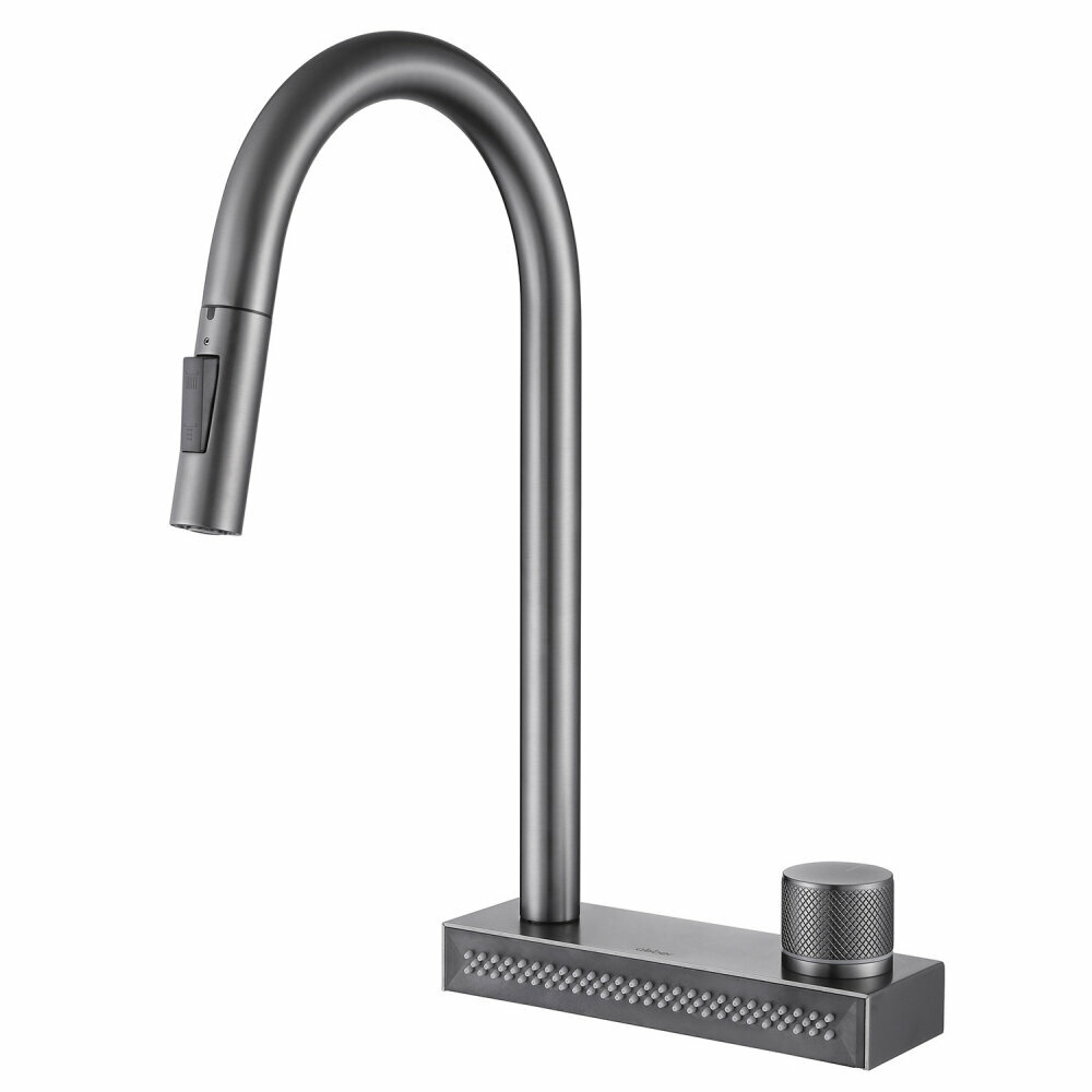 Смеситель для кухни ABBER Wasser Kreis (AF8114NG) с выдвижной лейкой, оружейная сталь