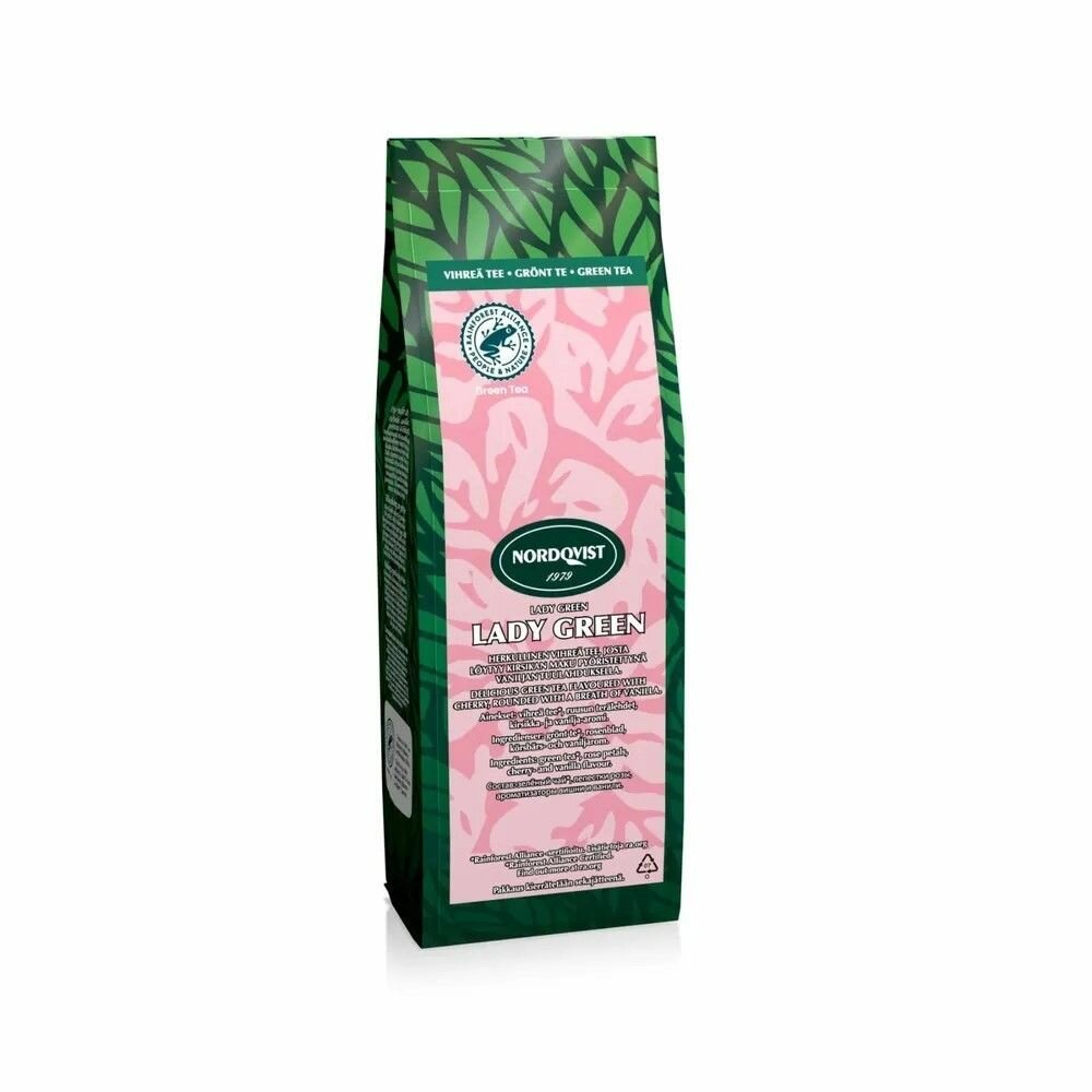 Чай зеленый Nordqvist Lady Green (лепестки розы, ваниль и вишня) 80 г (Финляндия)