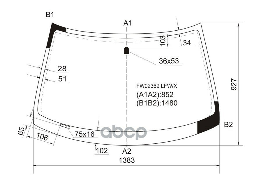 Стекло лобовое Mitsubishi Outlander 02-09 / Airtrek 01-05 XYG арт. FW02369 LFW/X
