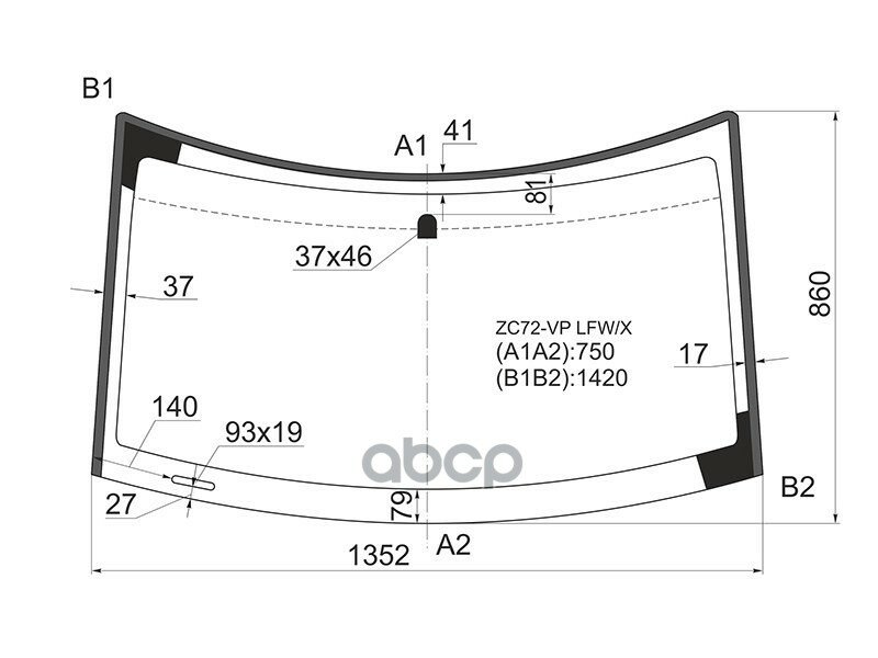 Стекло лобовое (5D HBK) Suzuki Swift 10-16 XYG арт. ZC72-VP LFW/X