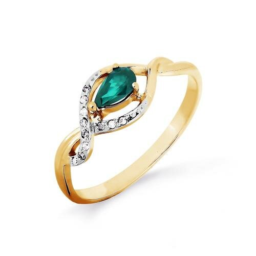 Кольцо, золото, 585 проба, изумруд, бриллиант