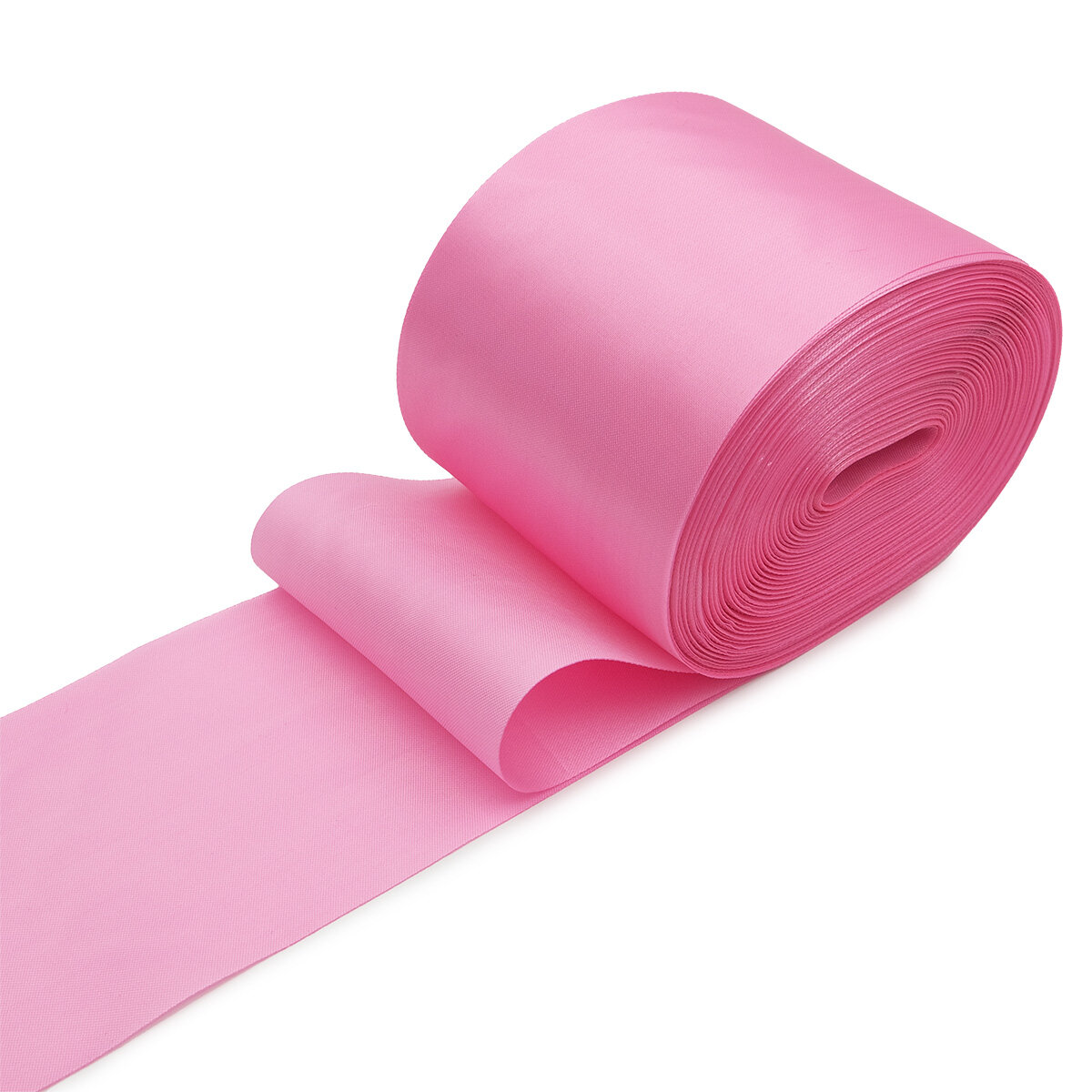 Лента атласная 10см*100м, розовая, для декора, упаковки и рукоделия, Айрис