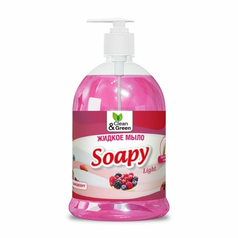 Жидкое мыло "Soapy" эконом "Ягодный десерт" с дозатором 1000 мл. Clean&Green CG8240