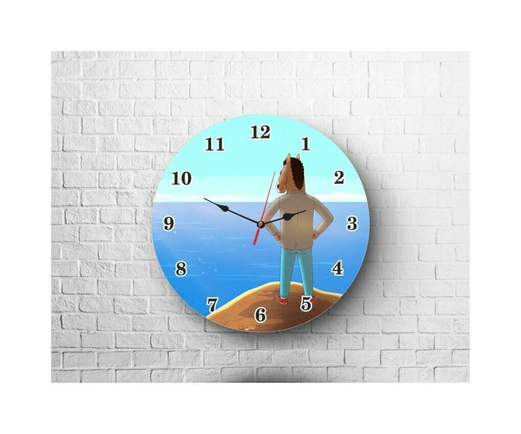 Часы настенные GOODbrelok круглой формы, диаметр 20 см, с принтом "Конь Боджек" - 4