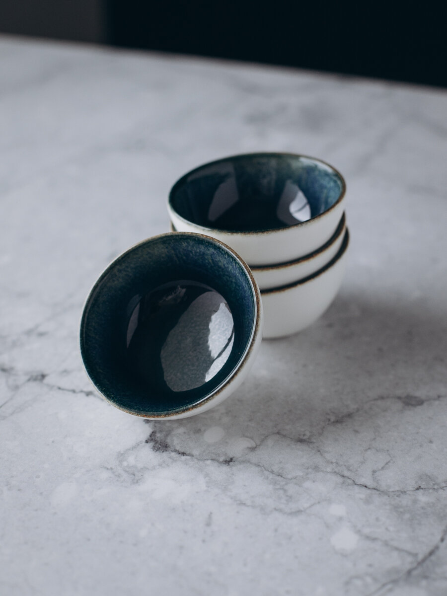 Набор соусников 2 штуки Ore Mar 60мл диаметр 8см, фарфор, зеленый, Bonna