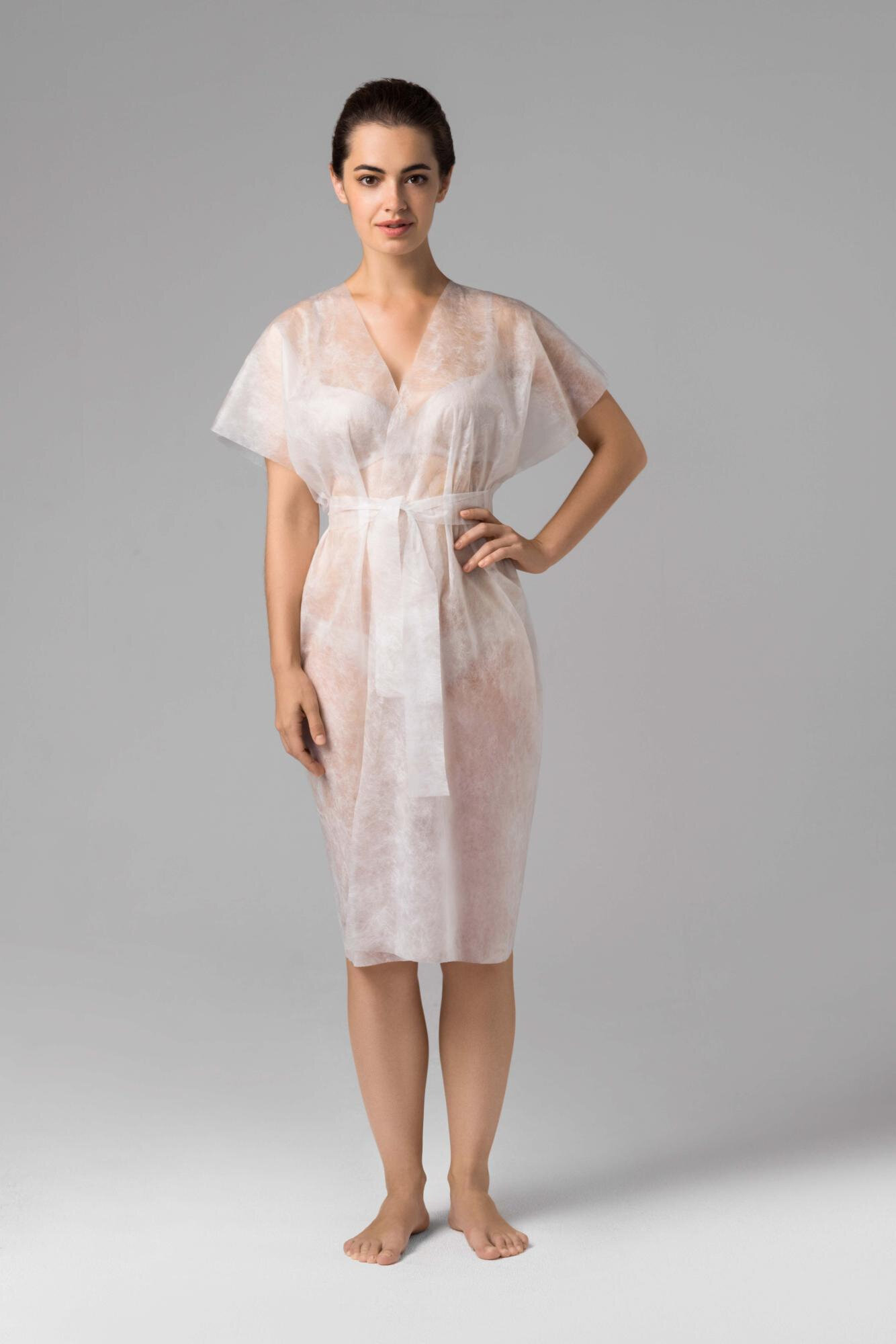 Халат-кимоно белый Чистовье (без рукавов, спанбонд), 10 шт/упк